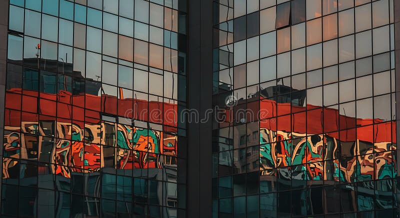 Reflective Glass Windows of a Modern Building Display Colorful ...