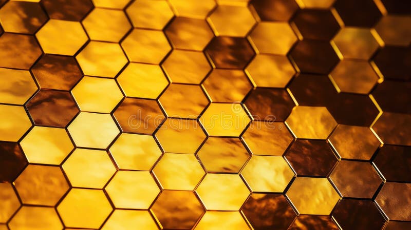 Reflective Gold Hexagon Pattern Stock Illustration - Illustration of ...