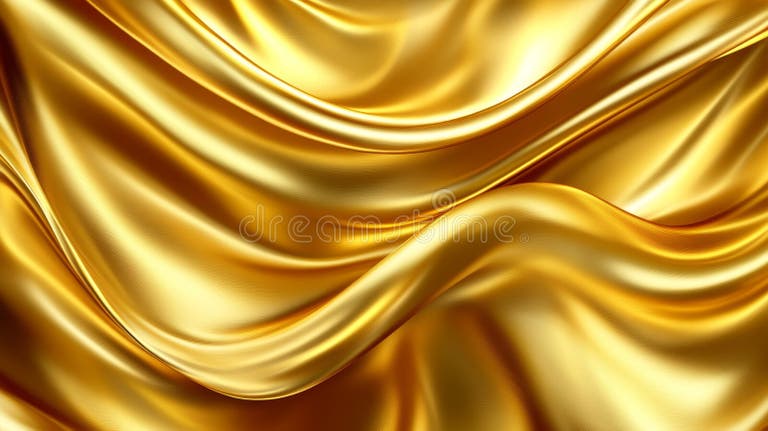 Reflective Gold Metallic Background Texture with Wavy, Folded Pattern ...