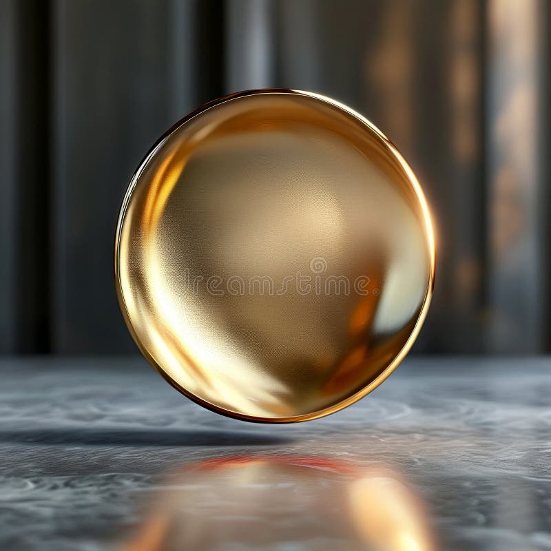 Reflective Gold Sphere Floating Above a Polished Surface Stock ...