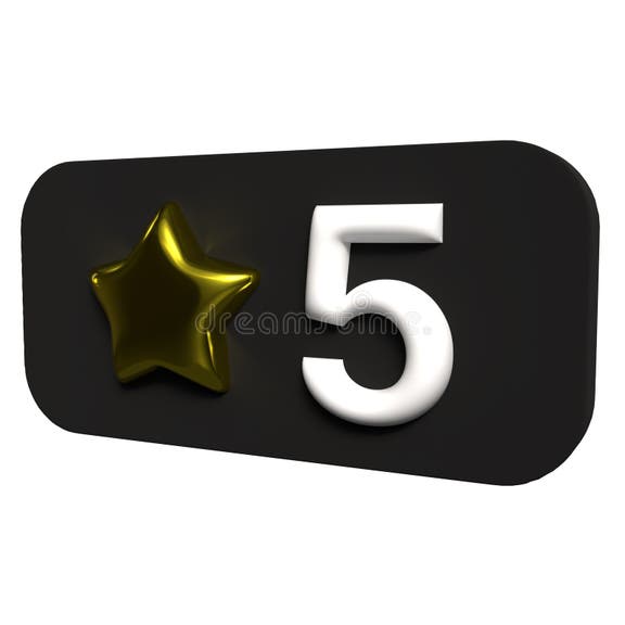 Reflective Gold Star and Bright White Number 5 in 3D Design. Dynamic ...