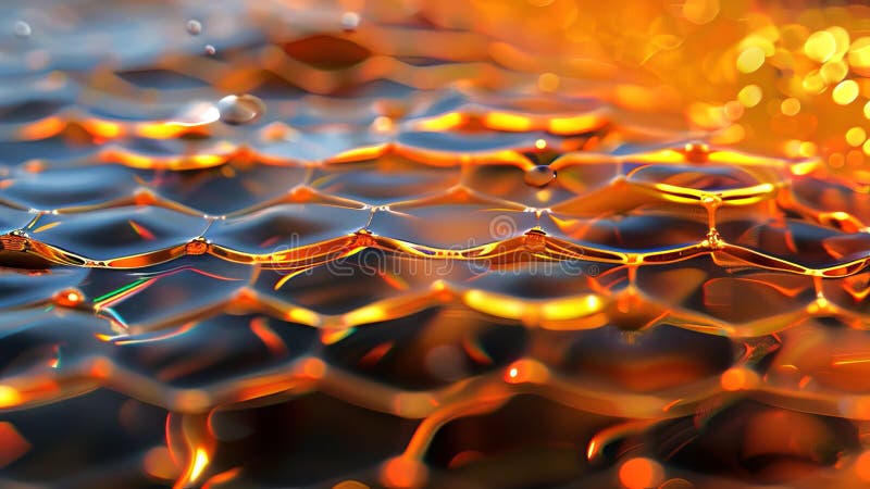 Reflective Golden Honeycomb Pattern with a Ripple Effect. Orange ...