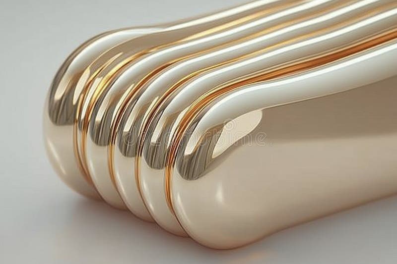 Reflective Golden Objects with Smooth Curved Lines Stock Illustration ...