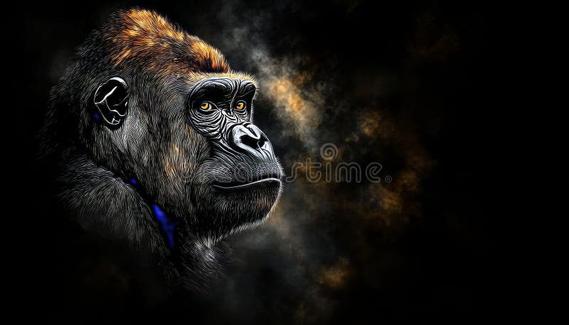 Reflective Gorilla Portrait a Captivating Study of an Ape in Profile on ...