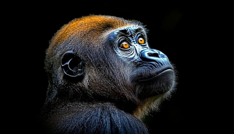 Reflective Gorilla Portrait Contemplative Primate Expression Isolated ...