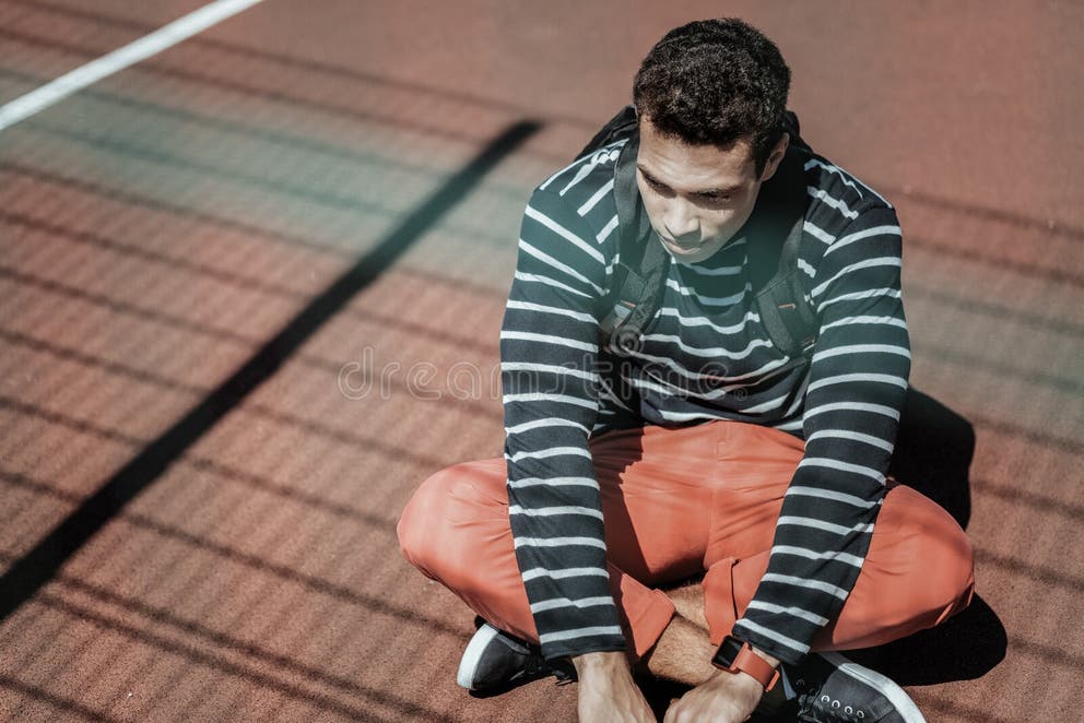Reflective Handsome Guy Planning Weekends on Ground Stock Image - Image ...