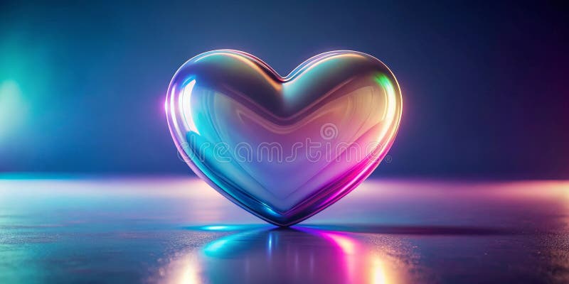 Reflective Heart Symbol on a Smooth Surface with Vibrant Lighting ...