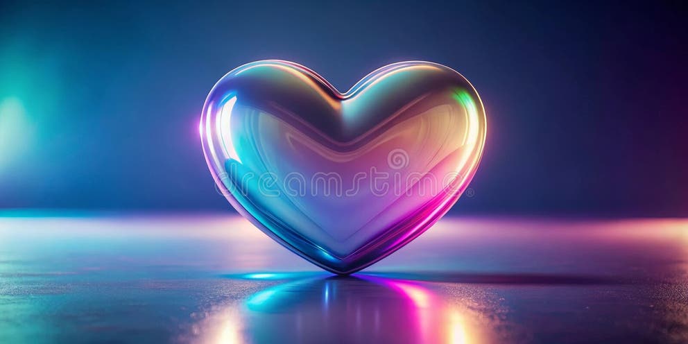 Reflective Heart Symbol on a Smooth Surface with Vibrant Lighting ...