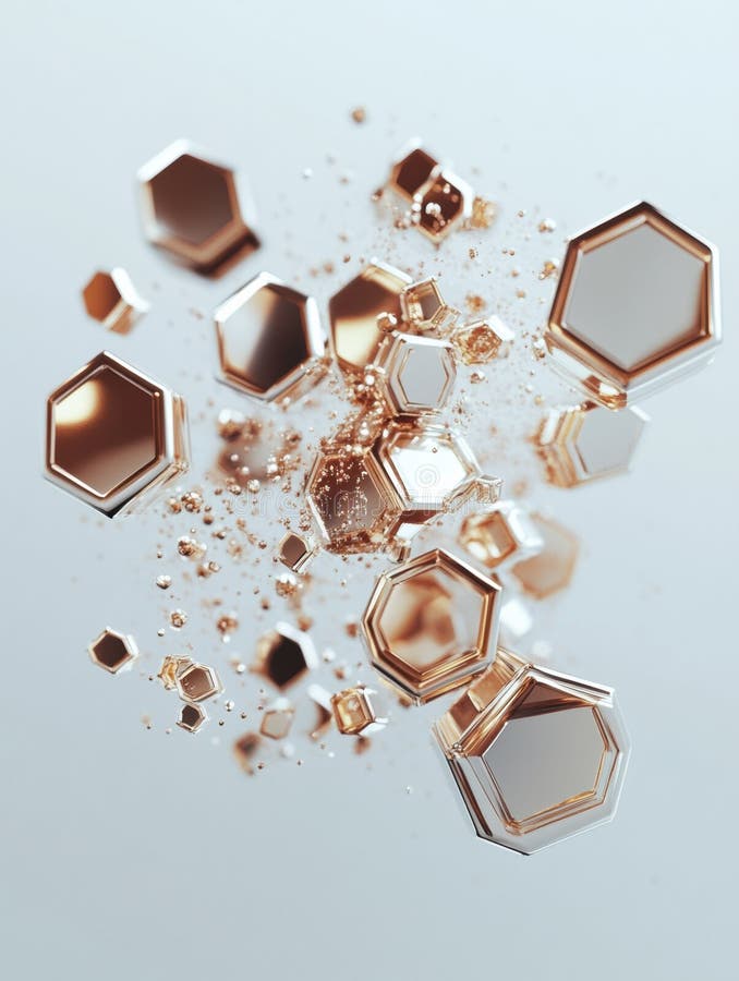 Reflective Hexagonal Shapes in an Abstract Design Creating a Sense of ...