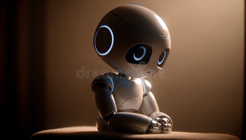 Reflective Humanoid Robot Sitting on a Couch Stock Illustration ...