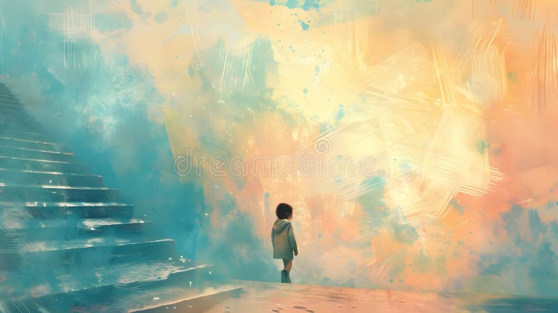 A Child Walking Toward a Bright Future Generative AI Stock Illustration ...