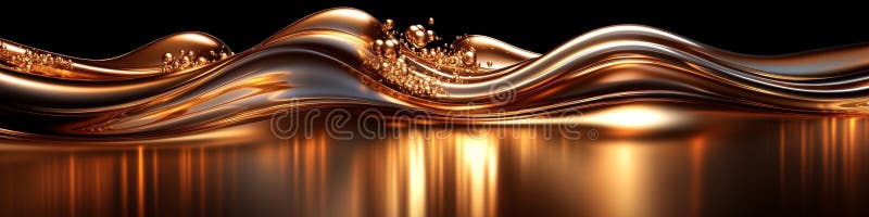 Reflective Liquid Gold Metal Wave Background Texture, Abstract Bronze ...