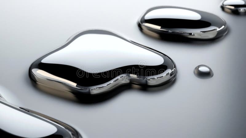 Reflective Liquid Metal Drops on Smooth Surface Stock Illustration ...