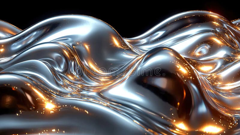 Reflective Liquid Surface with Flowing Patterns in a Dark Setting Stock ...