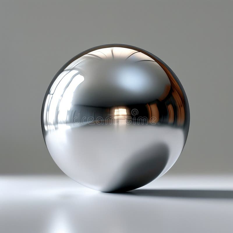 Reflective Metal Sphere Resting on a Smooth Surface Stock Illustration ...