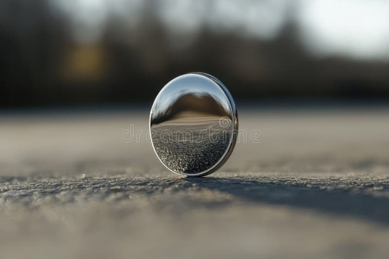 Reflective Metal Surface Captures the Surrounding Landscape during ...