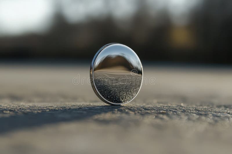 Reflective Metal Surface Captures the Surrounding Landscape during ...