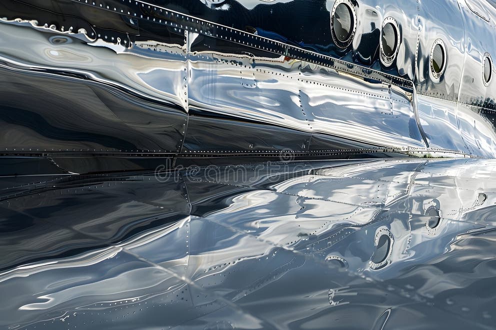 Reflective Metal Surface with Rivets and Windows, Abstract Industrial ...