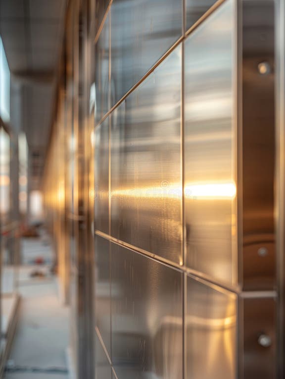 Reflective Metal Wall with Sunlight in an Urban Setting. Stock Image ...