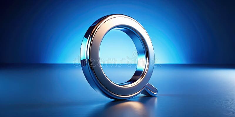 Reflective Metallic Letter Q on a Blue Background. Generative AI Stock ...