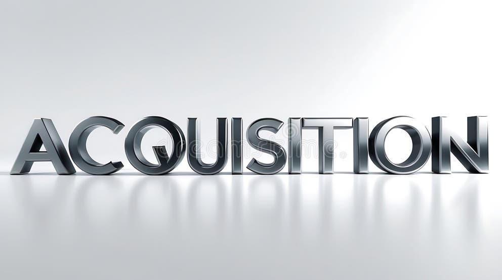 Reflective Metallic Letters Spell Acquisition on Smooth Surface Stock ...