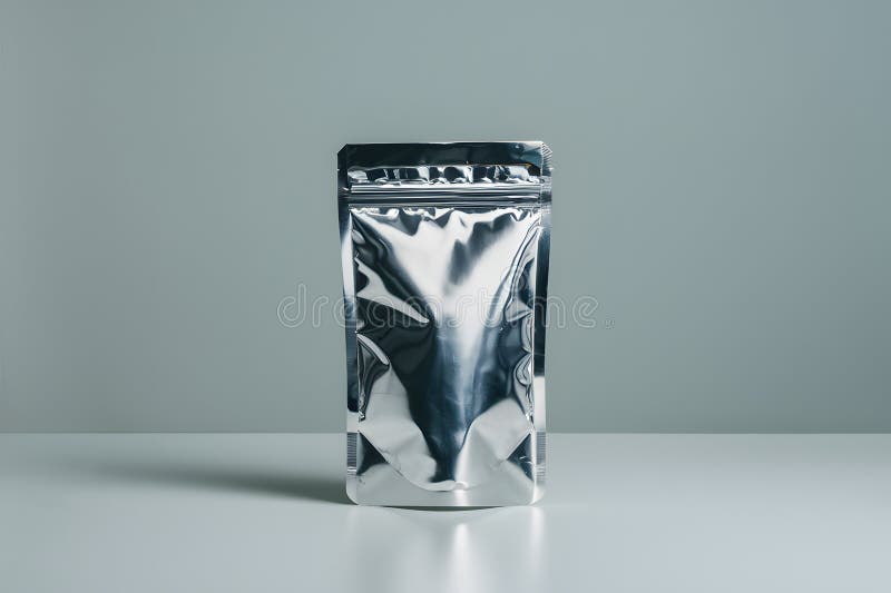 Reflective Metallic Pouch, Upright with Sealed Top and Open Bottom on ...