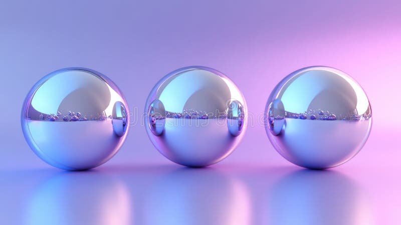 Reflective Metallic Spheres Displayed in Gradient Background with ...