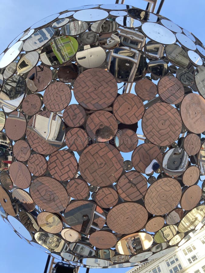 Reflective mirror ball editorial stock image. Image of streets - 242486199