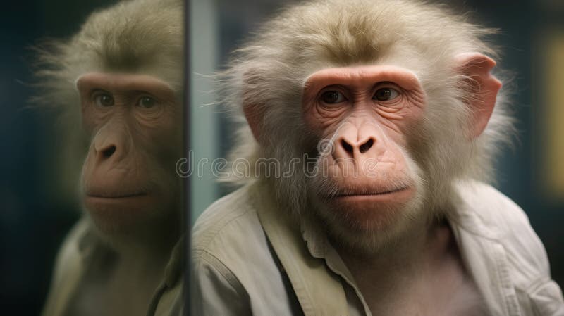 Reflective Monkey in Human Modern Attire Stock Illustration ...