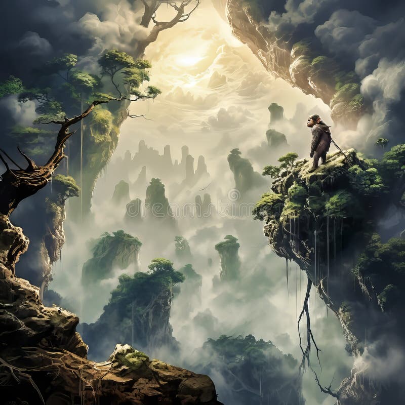 Reflective Monkey in the Wild. Generated Image. Stock Illustration ...