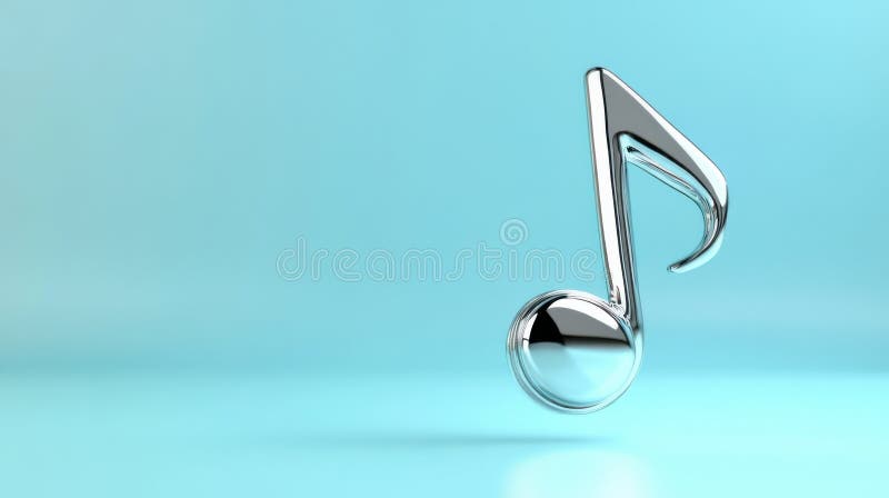 Shiny Music Note Floating Against a Soft Blue Background Creates a ...