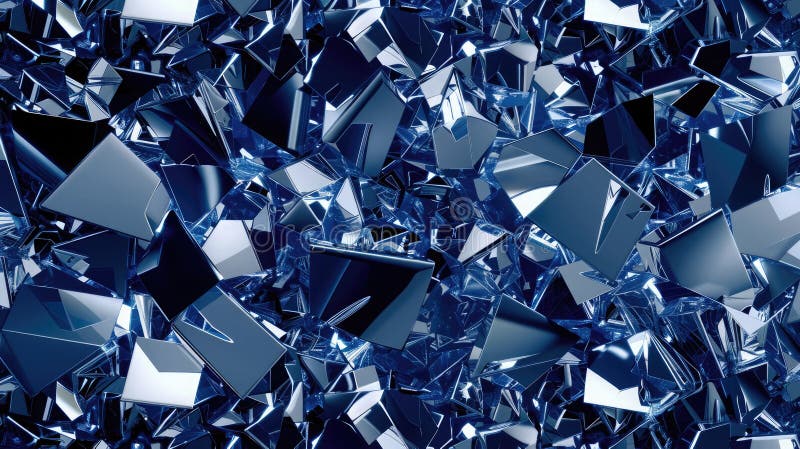 Reflective Navy Blue and Silver Abstract Pattern, Shattered Glass ...