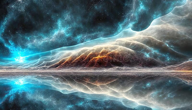 Reflective Nebulae: Nebula Reflections with Copyspace on Black ...