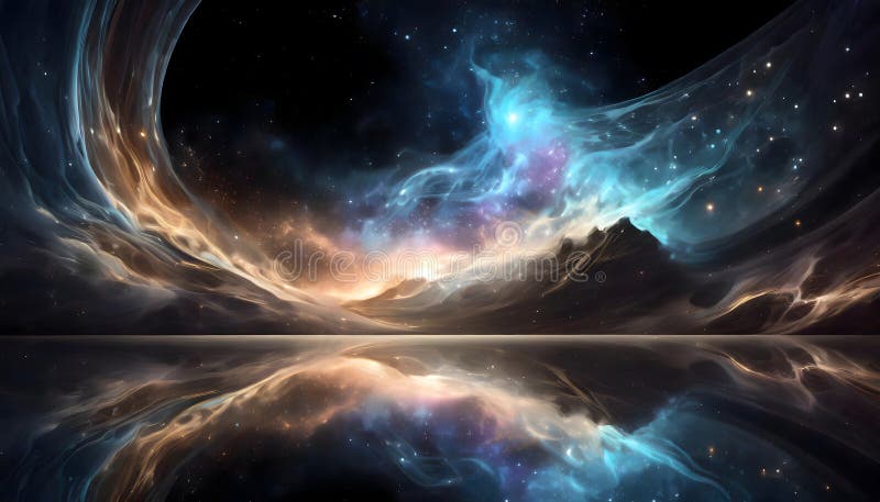 Reflective Nebulae: Nebula Reflections with Copyspace on Black ...