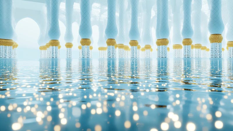 Reflective Palace Pool; Calm Water, Columns, Sunlight, Background ...