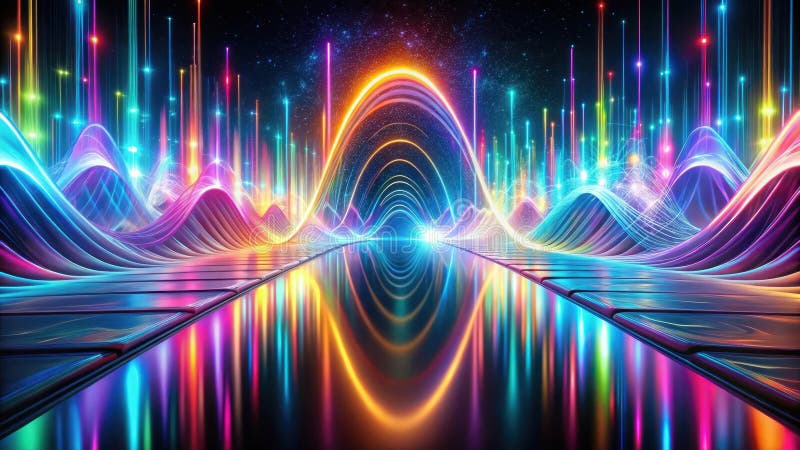 A Reflective Pathway through a Vibrant, Luminescent, and Abstract ...