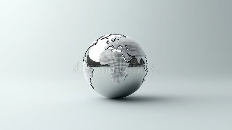 Reflective Pixelated Earth Globe on Speckled Gray Surface Studio Shot ...