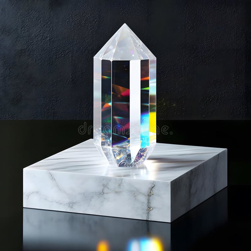 Reflective Prism Ceramic Podium on Textured Backdrop Stock Illustration ...
