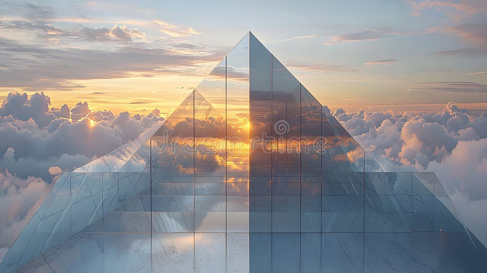 Reflective Pyramid Against a Stunning Sunset Stock Image - Image of ...