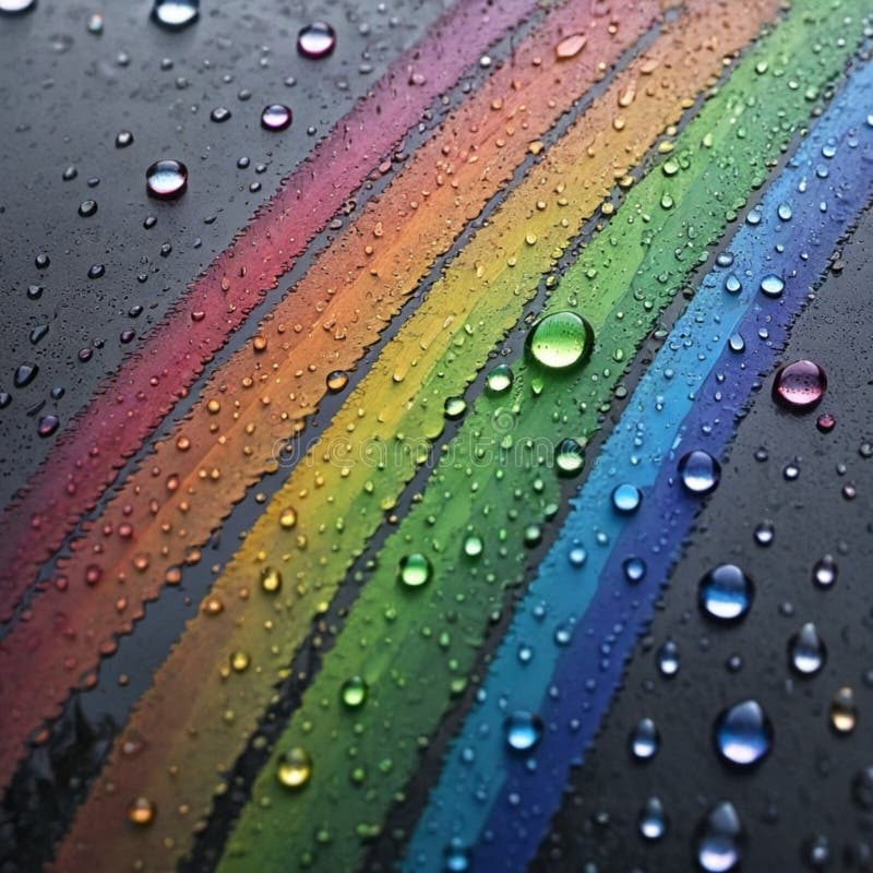 Reflective Rainbow Colors Raindrops Water Rain Abstract Background, AI ...