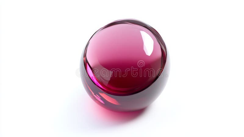 Reflective Red Glass Orb Resting on a White Surface Showcasing Color ...