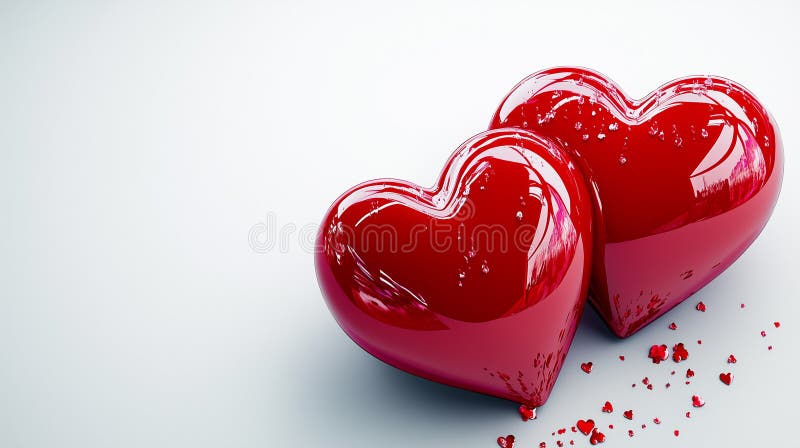 Reflective Red Hearts with a 3D Effect. Perfect for Expressing Deep ...