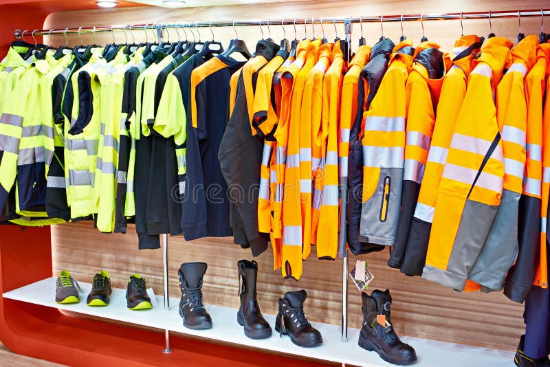 Reflective Road Work Clothes in Store Stock Image - Image of retail ...