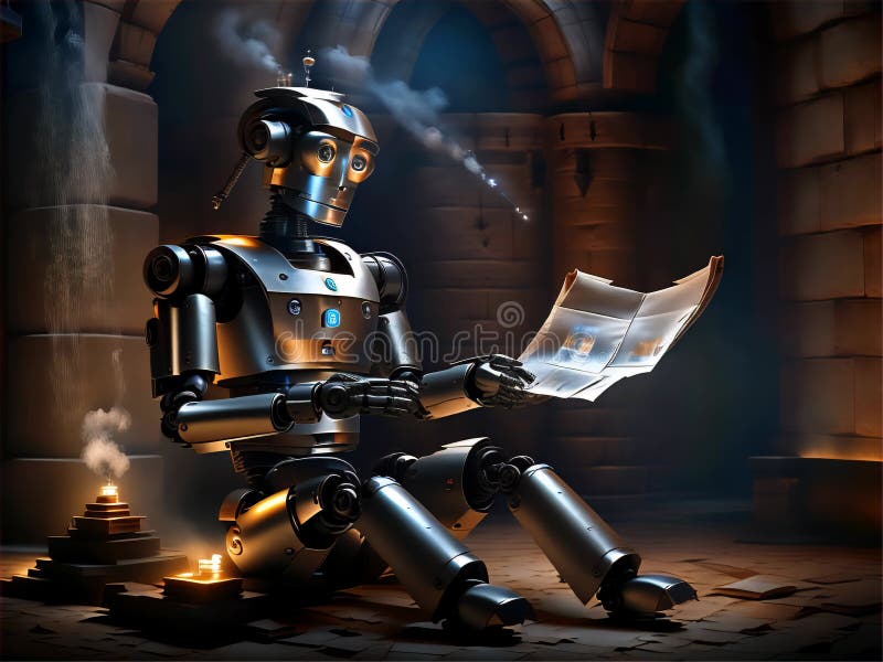 Reflective Robot Perusing News Stock Footage - Video of automated ...