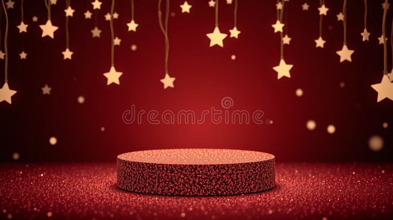 Reflective Round Platform Surrounded by Star-shaped Light Decorations ...