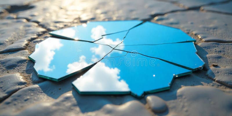 Reflective Shards of a Broken Mirror Capturing the Sky Start To Break ...