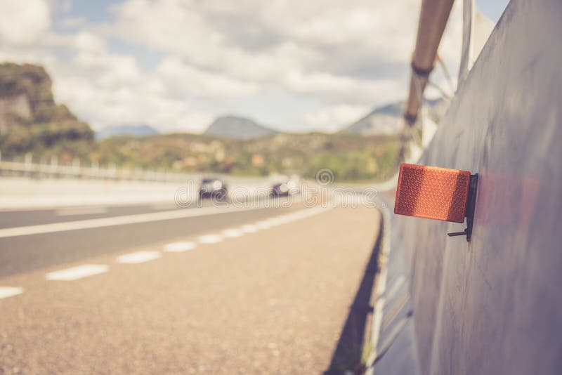Reflective Sign on the Highway, Emergency Lane Stock Image - Image of ...