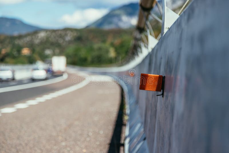 Reflective Sign on the Highway, Emergency Lane Stock Photo - Image of ...