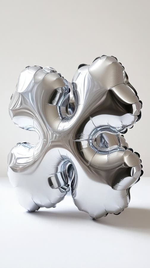 Reflective Silver Balloon Sculpture with Abstract Geometric Shape Stock ...