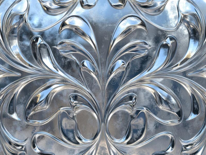 Reflective Silver Filigree, Intricate Floral Design Stock Illustration ...